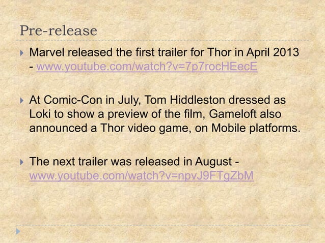 Thor the dark world | PPTX | Movies | Entertainment