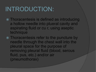 Thoracentesis medical surgical nursing | PPT