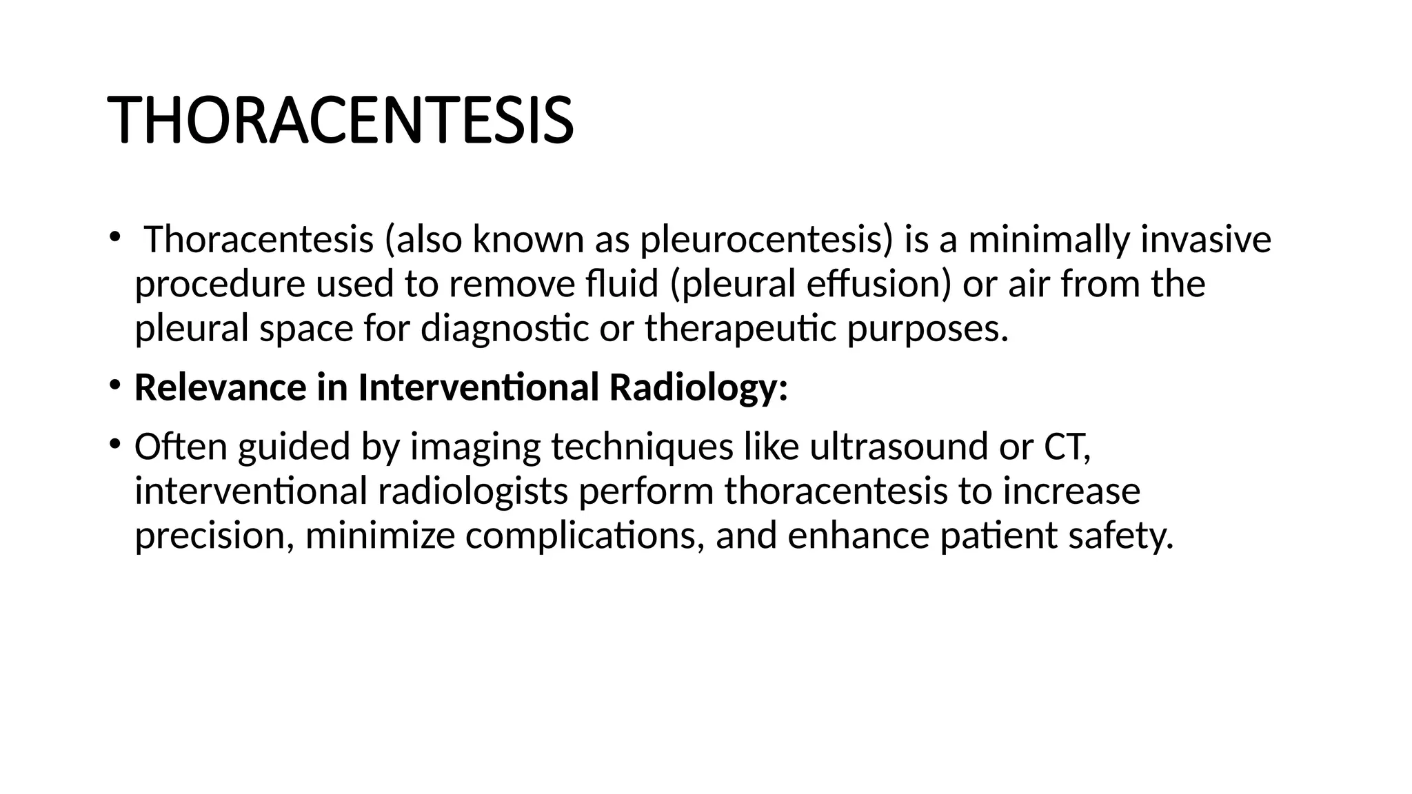 THORACENTESIS and procedures of interventional radiology | PPTX