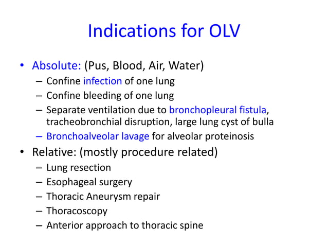 Thoracic anaesthesia One lung ventilation | PPTX | Lung and Respiratory ...