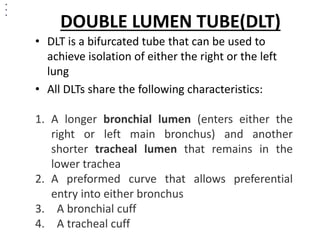 Thoracic anaesthesia One lung ventilation | PPTX