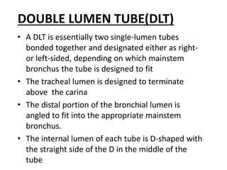 Thoracic anaesthesia One lung ventilation | PPTX