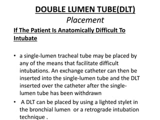 Thoracic anaesthesia One lung ventilation | PPTX