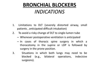 Thoracic anaesthesia One lung ventilation | PPTX