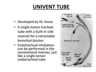 Thoracic anaesthesia One lung ventilation | PPTX