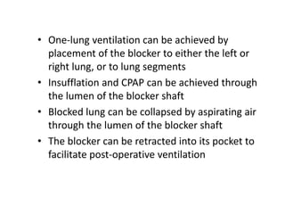 Thoracic anaesthesia One lung ventilation | PPTX