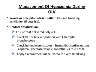 Thoracic anaesthesia One lung ventilation | PPTX