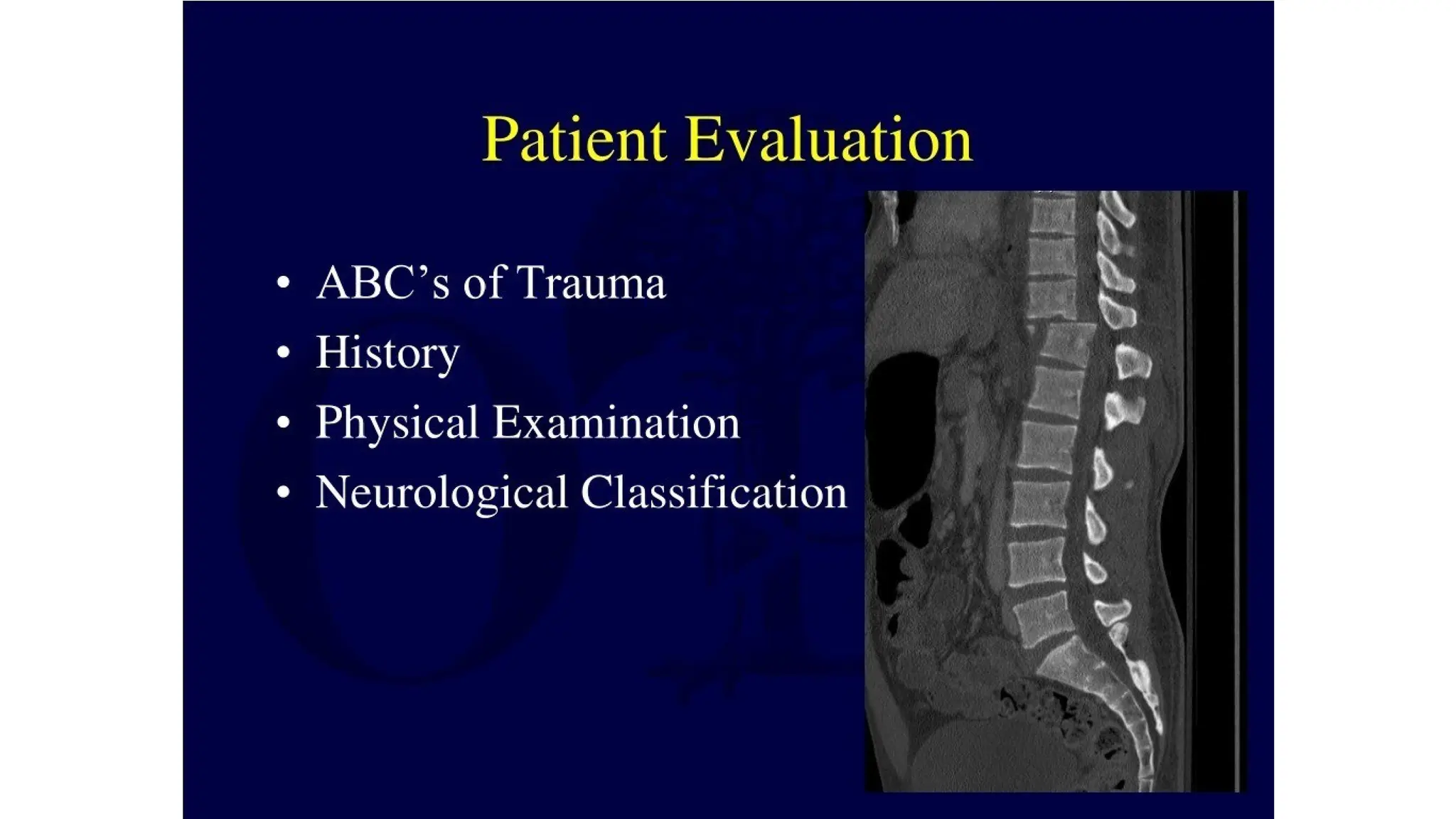 Thoracic and Lumbar Spine Fractures and Dislocations Assessment and ...