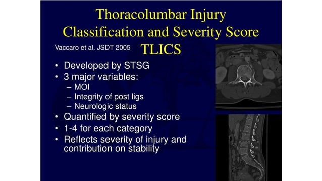 Thoracic and Lumbar Spine Fractures and Dislocations Assessment and ...