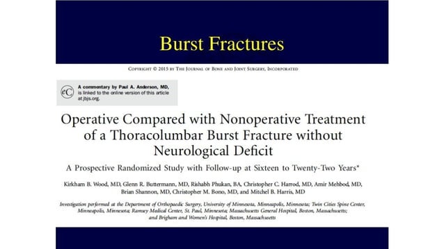 Thoracic And Lumbar Spine Fractures And Dislocations Assessment And Classification Jan 02 2020 Pptx