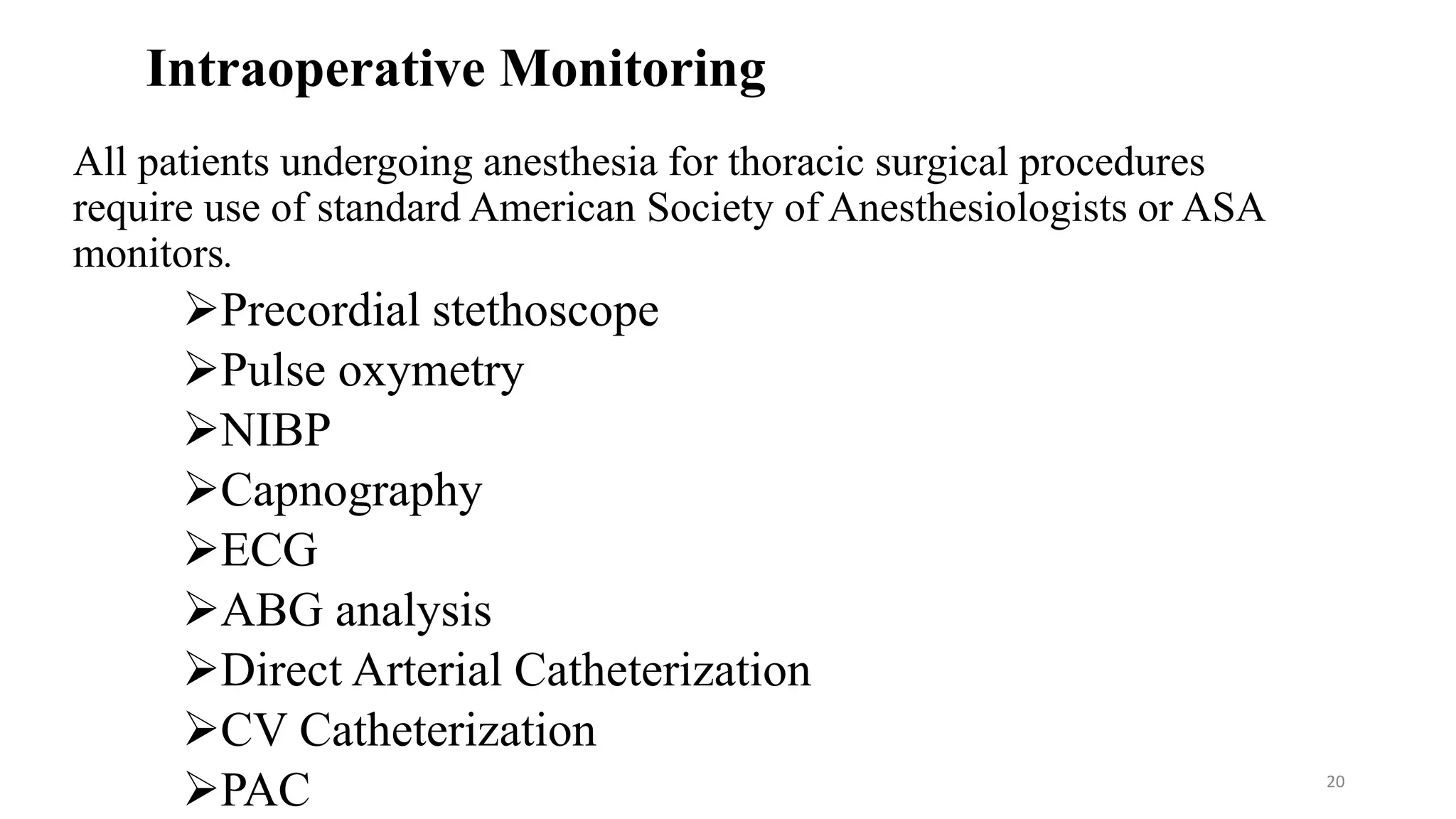 Thoracic anesthesia and One Lung ventilation | PPT