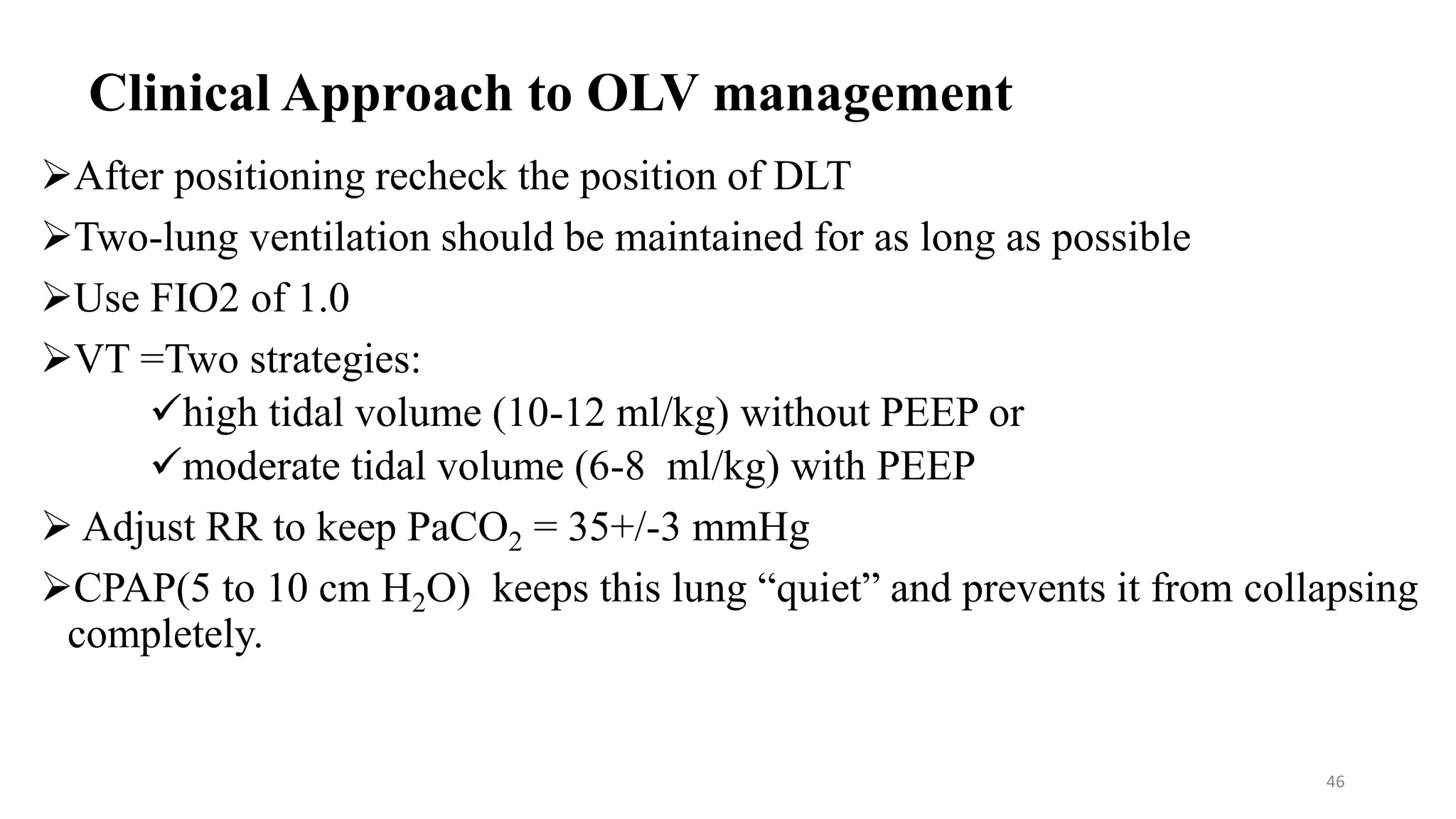 Thoracic anesthesia and One Lung ventilation | PPT