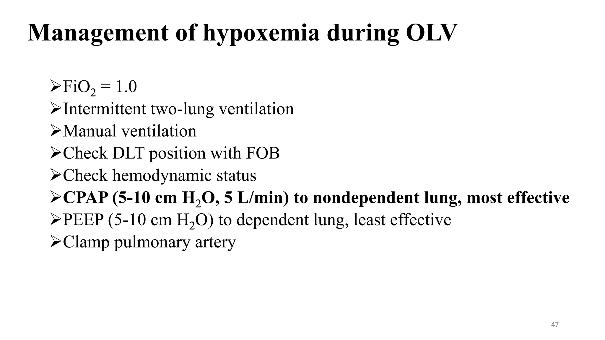 Thoracic anesthesia and One Lung ventilation | PPT