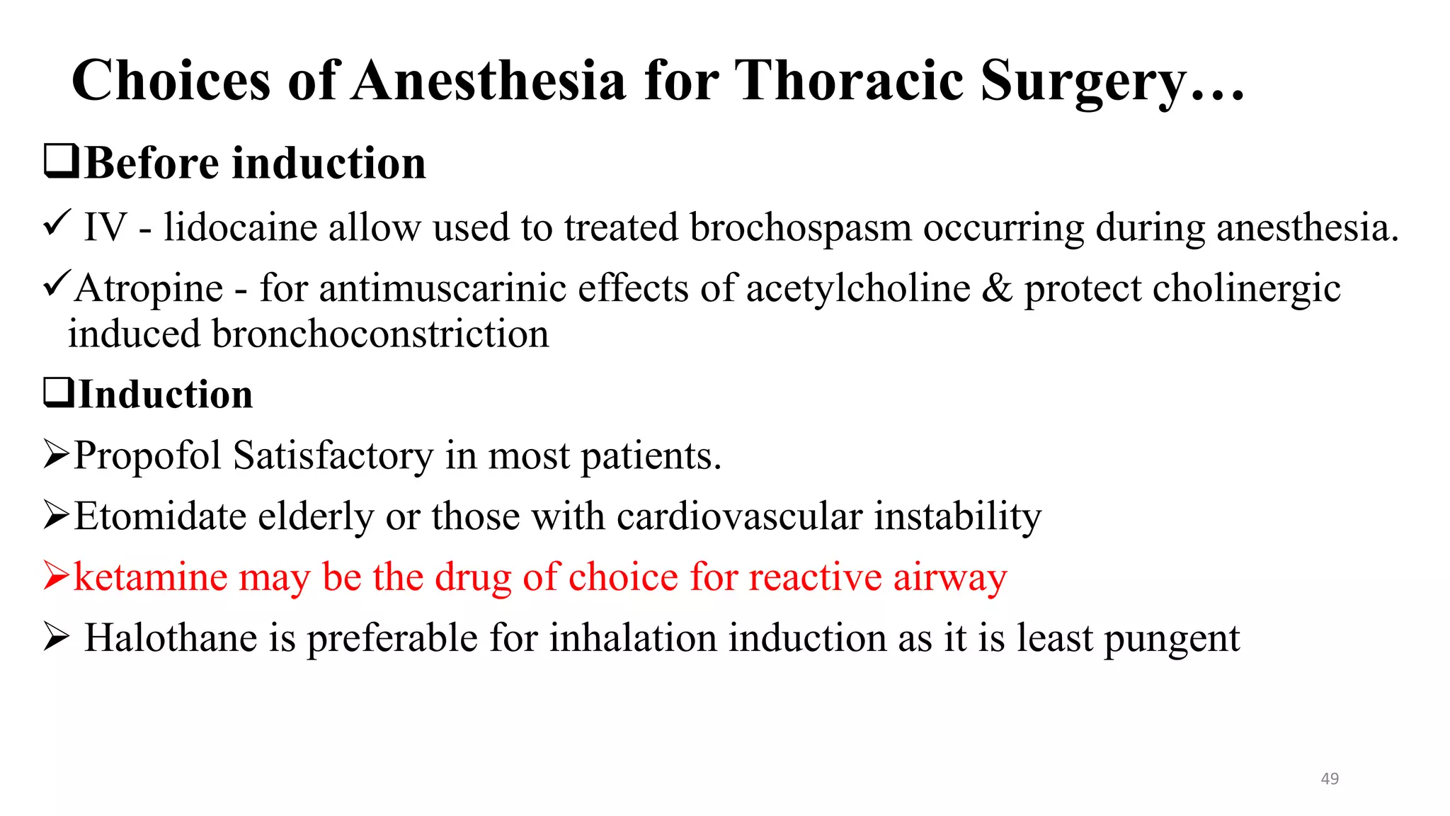 Thoracic anesthesia and One Lung ventilation | PPT