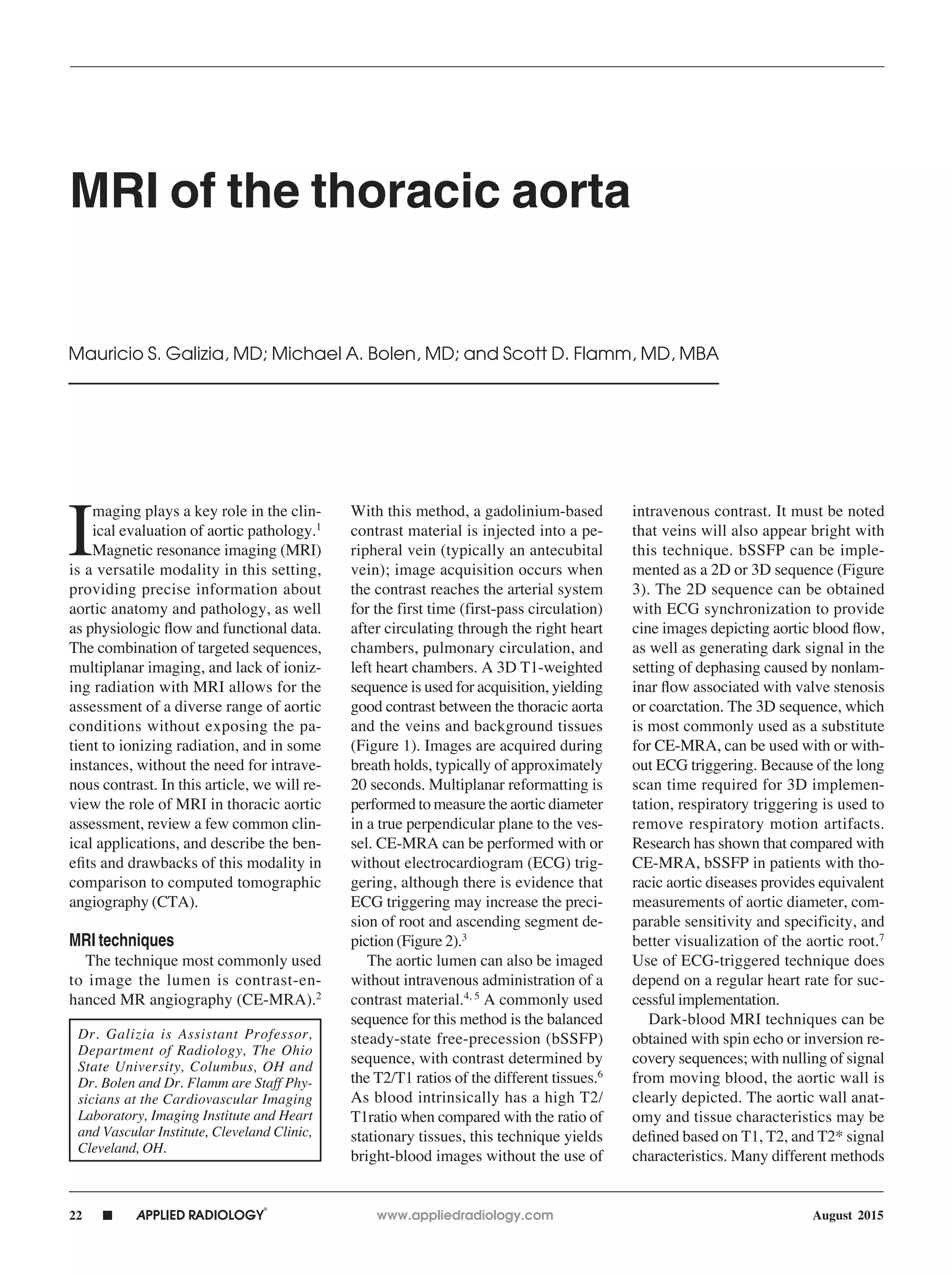 Thoracic aorta mri nice | PDF