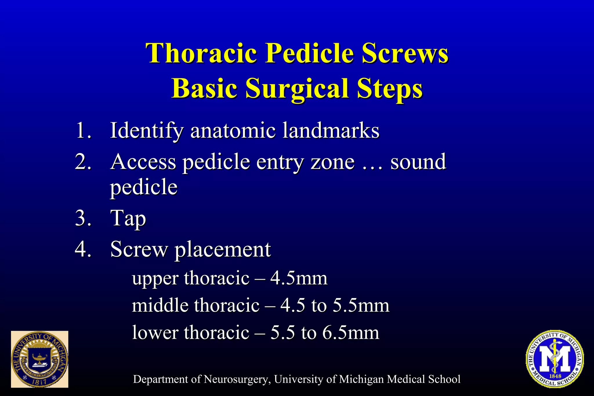 Thoracic pedicle screws | PPT