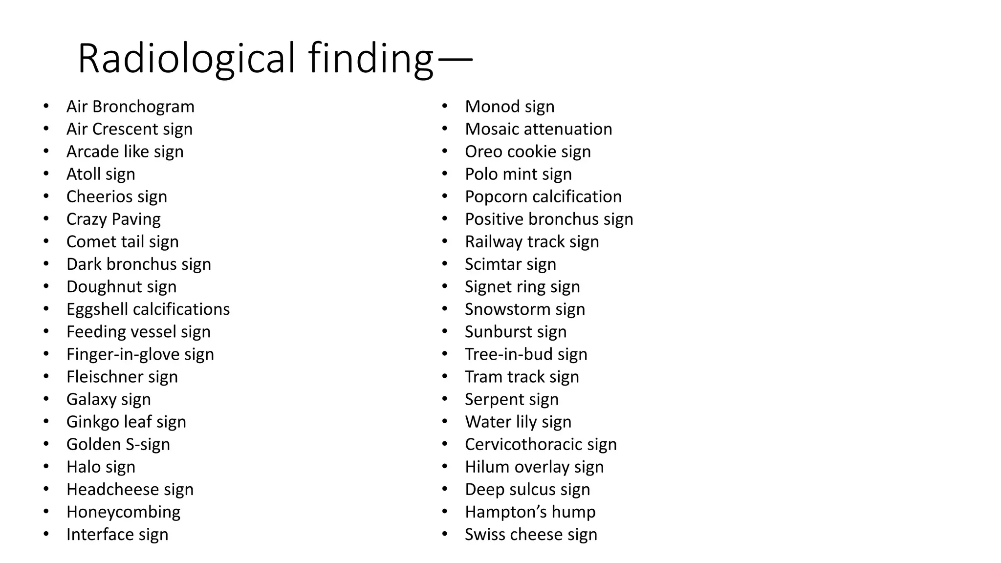 Thoracic radiological signs | PPTX