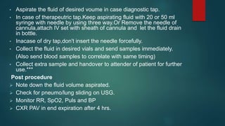 Thoracocentesis / pleural effusion | PPT