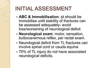 Thoracolumbar fracture cme | PPTX | Death, Injury, or Military Conflict ...