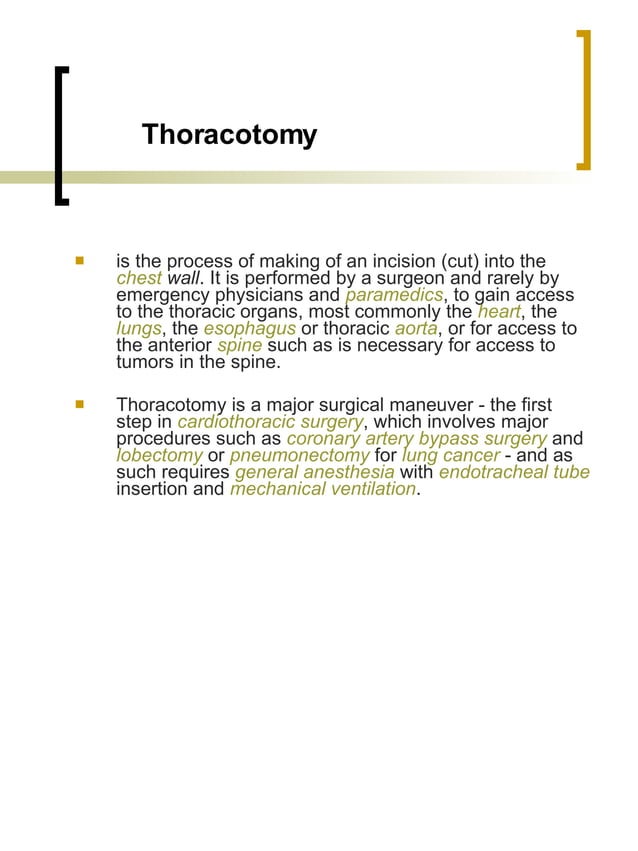 Thoracotomy | PPT | Lung and Respiratory Health | Diseases and Conditions