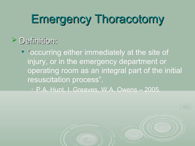 Emergency Thoracotomy | PPT