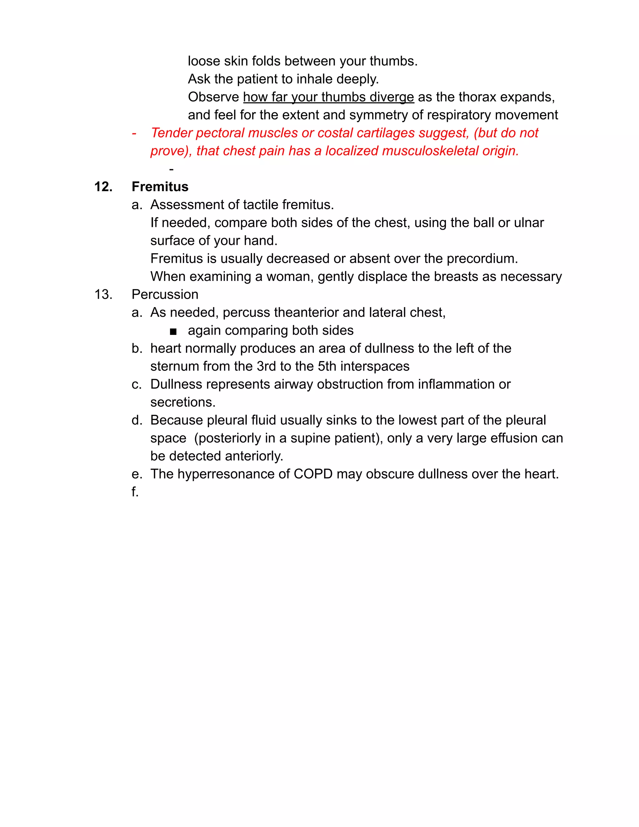 Physical Examination of Thorax | PDF