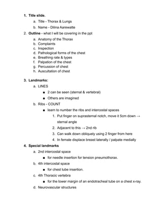 Physical Examination of Thorax | PPT