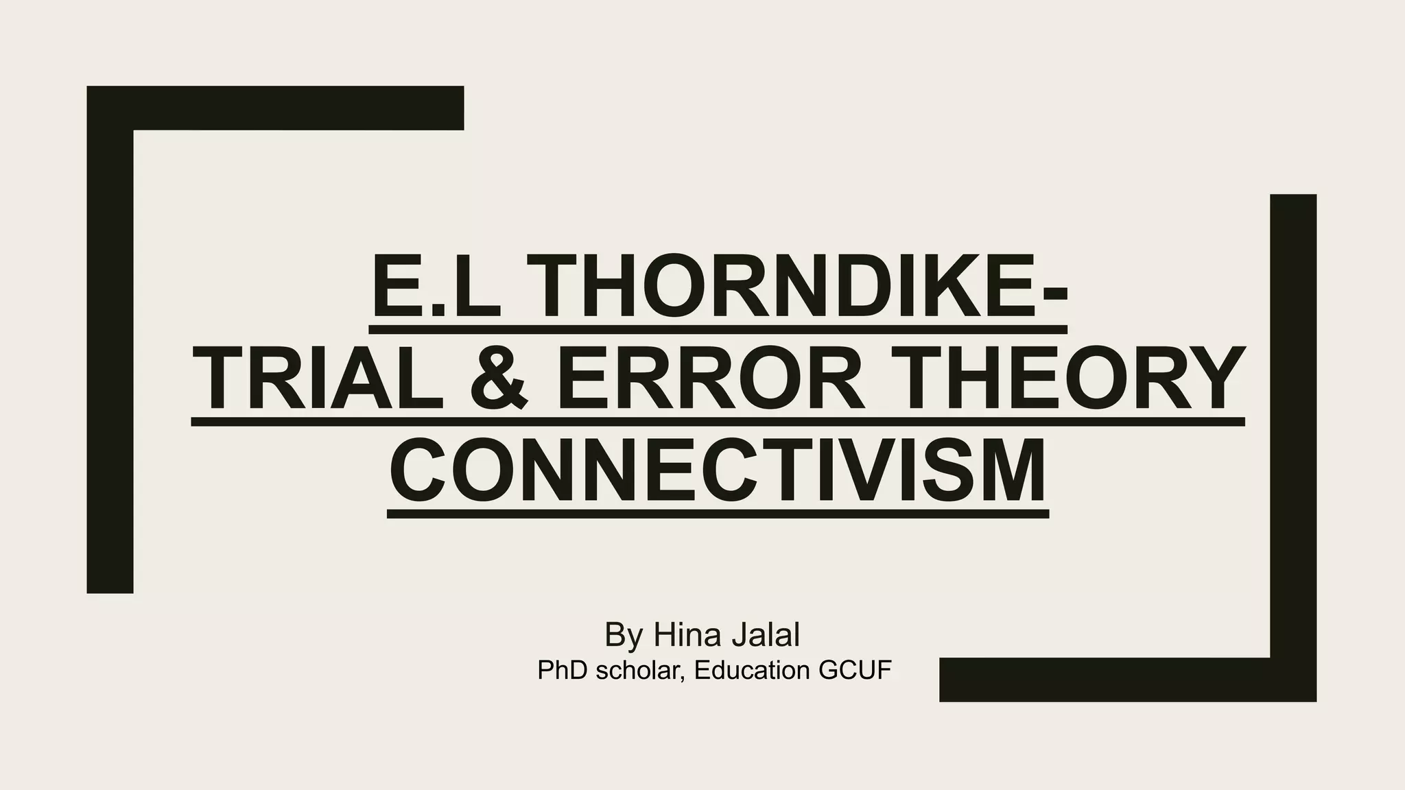 Thorndike Learning Theory | PPT