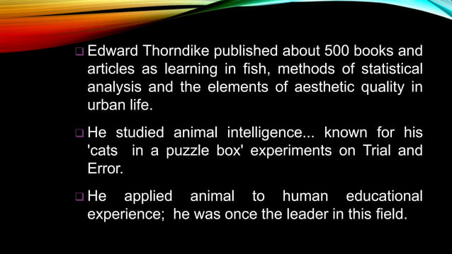 Thorndike's Connectionism Theory | PPTX | Parenting Children Aged 4-11 ...