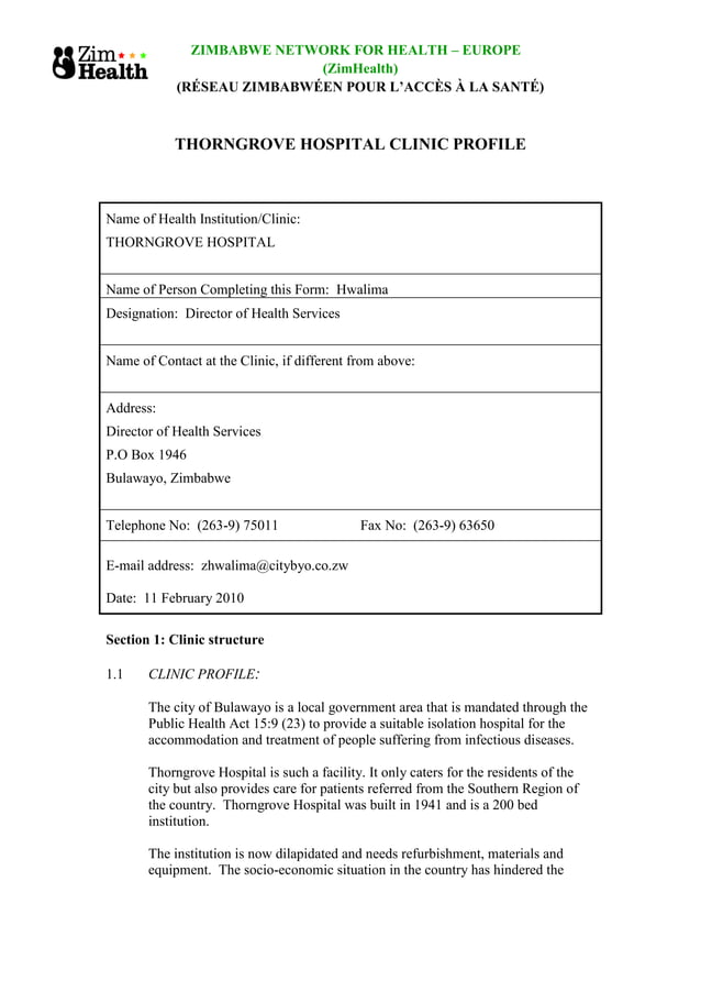 Thorngrove hospital profile | PDF | Infectious Diseases | Diseases and ...