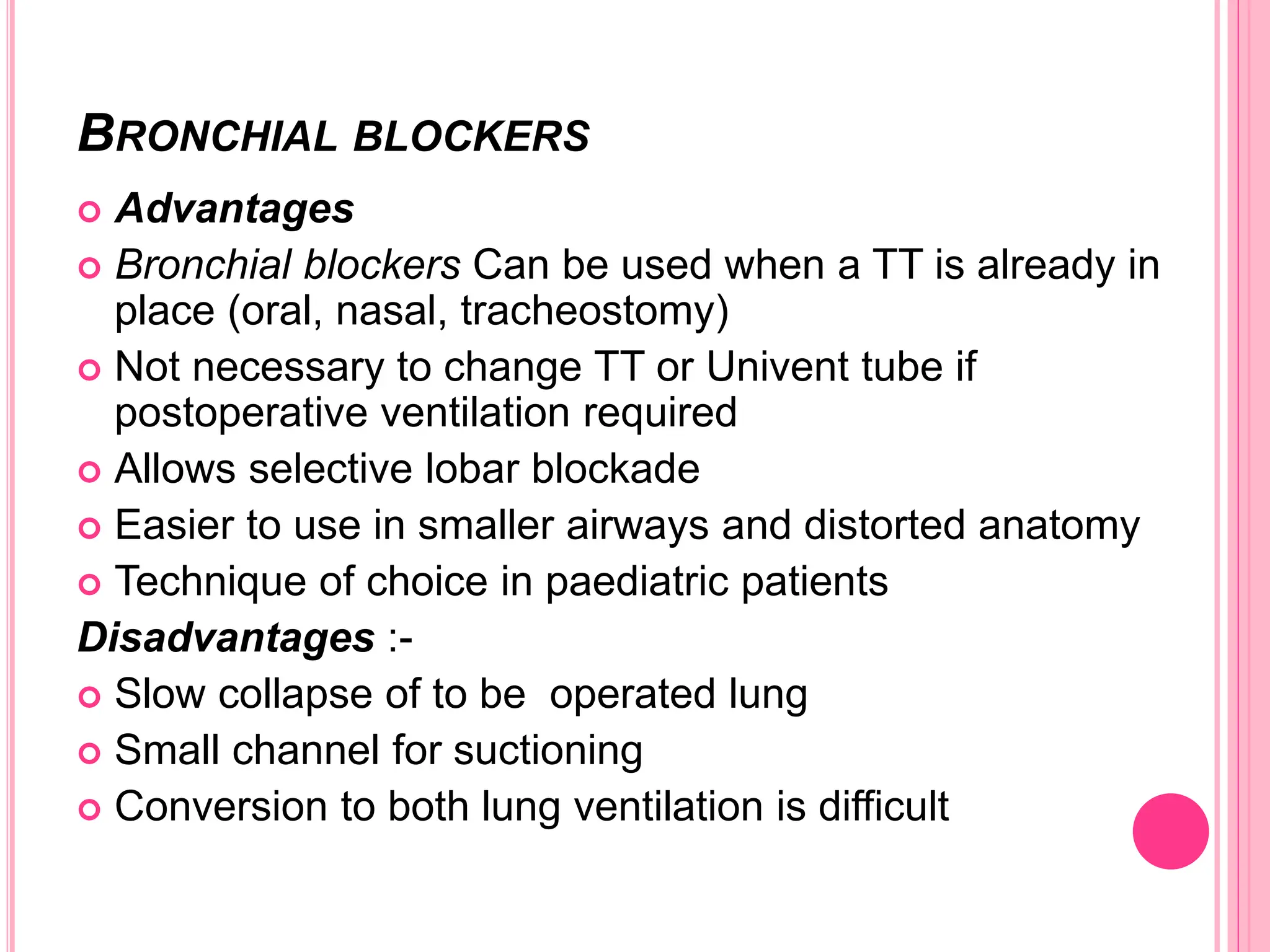 Anesthetic concerns in Thoracotomy and principles of one lung ...