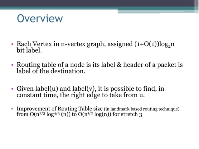 Thorup Zwick Compactrouting Scheme Ppt