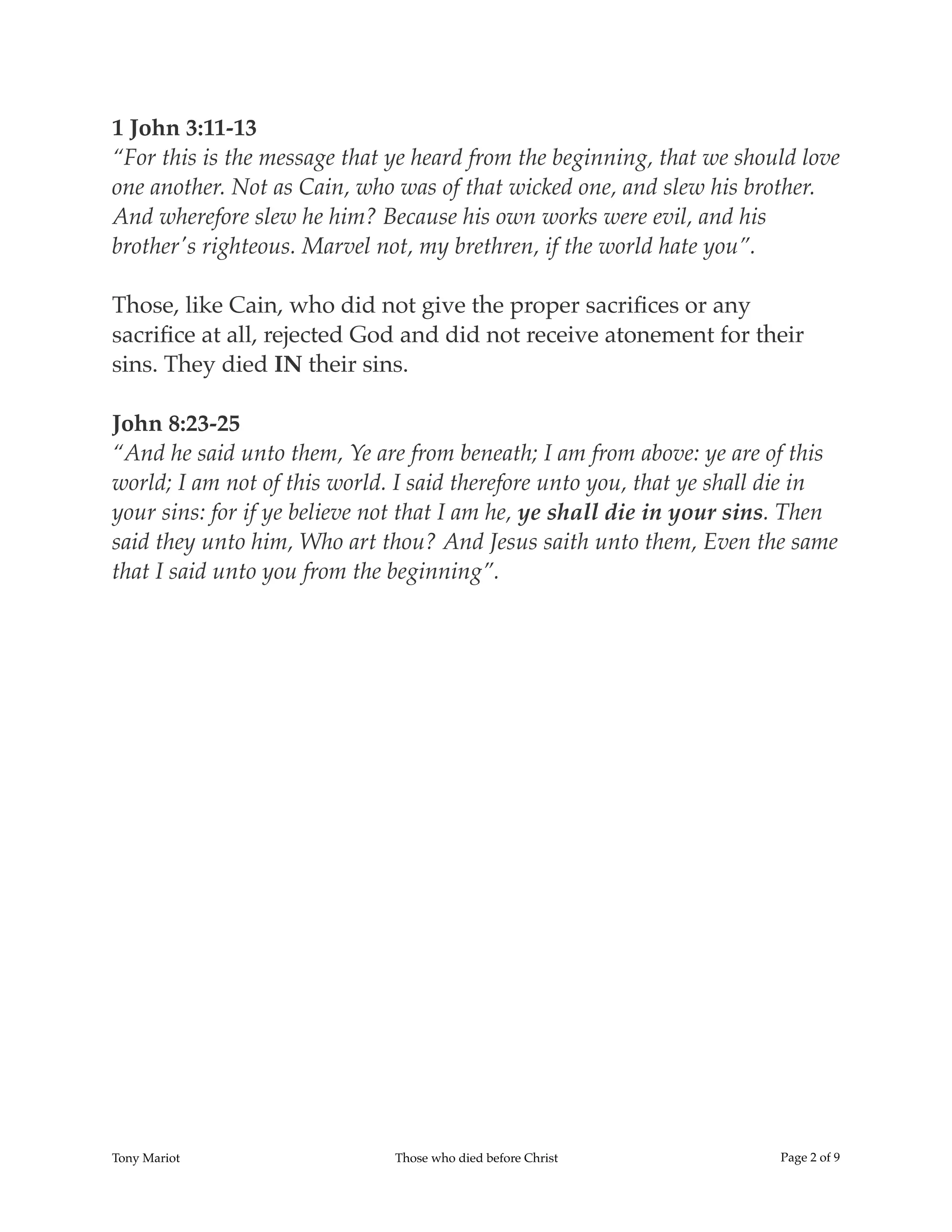 Those Who Died Before Christ | PDF