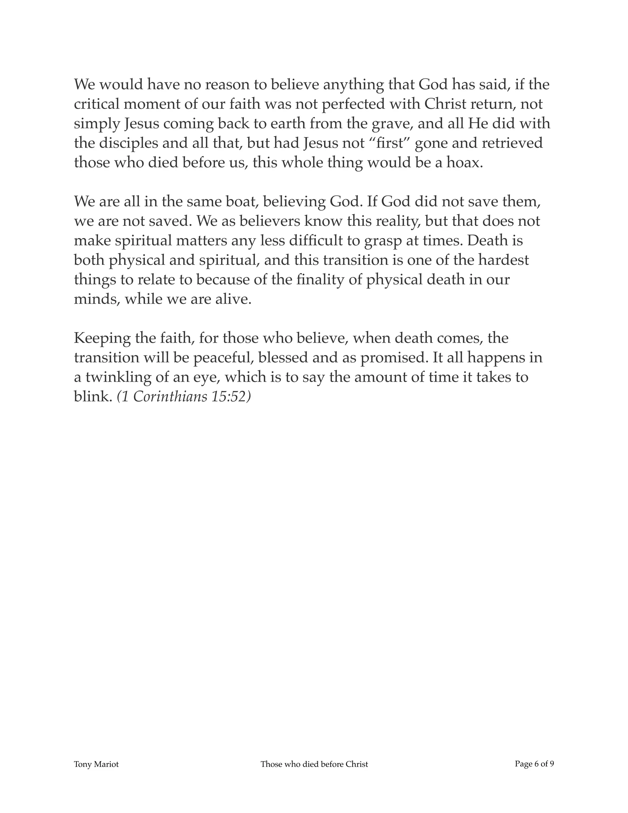 Those Who Died Before Christ | PDF