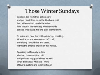 Those Winter Sundays | PPTX