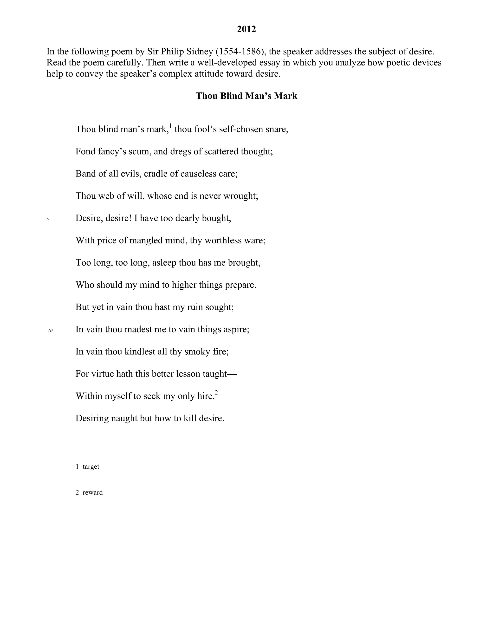 Thou blind man s mark | PDF | Poetry | Books and Literature