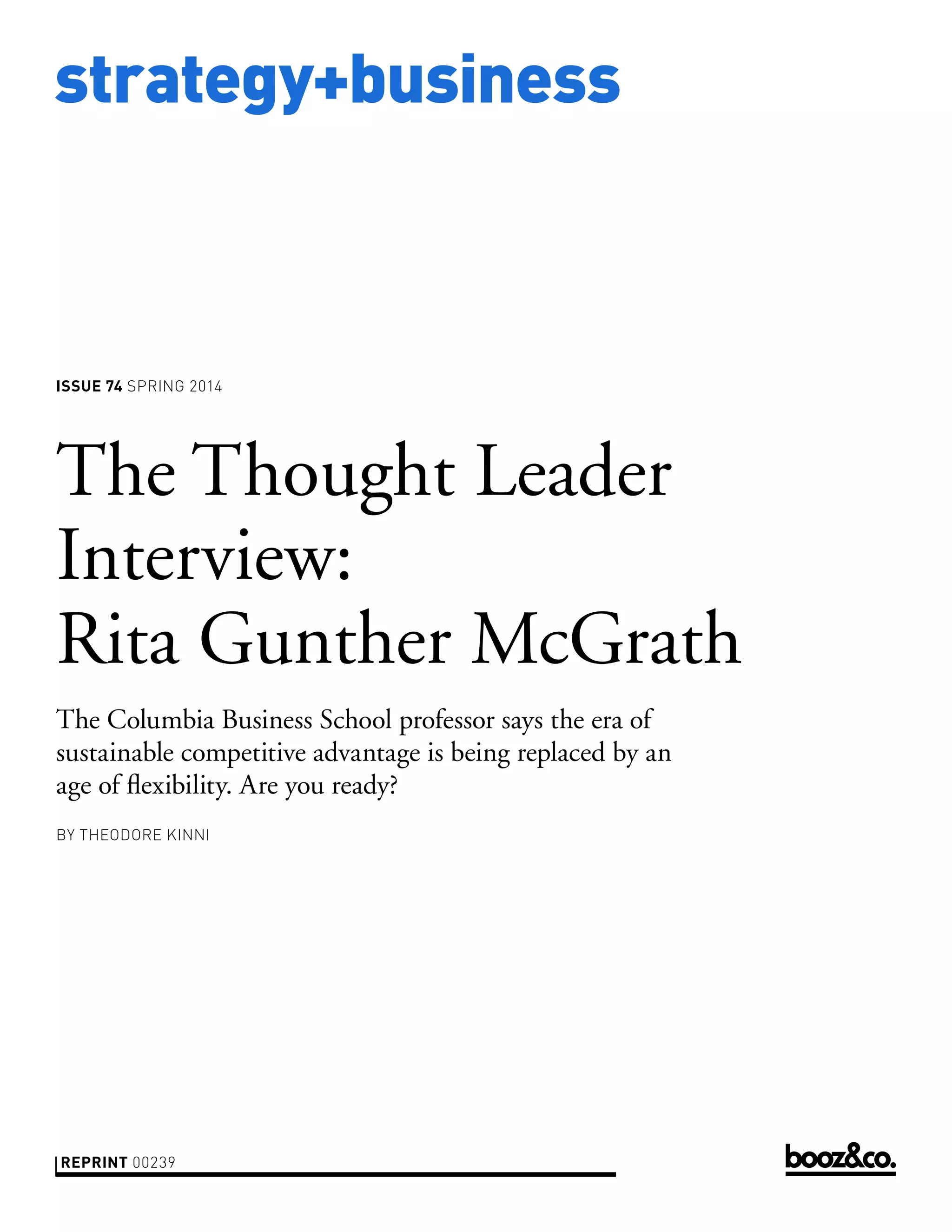 Rita Gunther McGrath on the End of Competitive Advantage | PDF