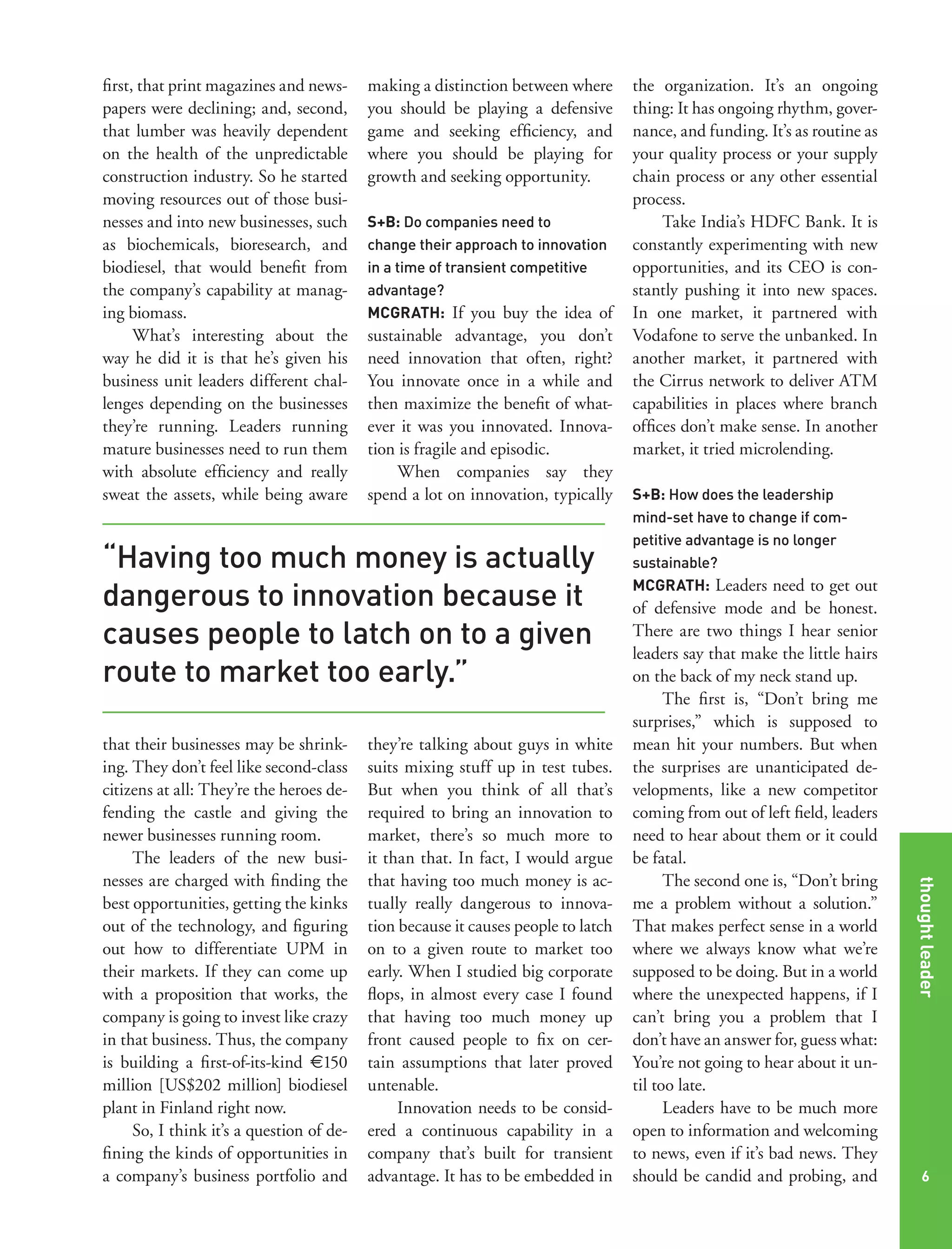 Rita Gunther McGrath on the End of Competitive Advantage | PDF