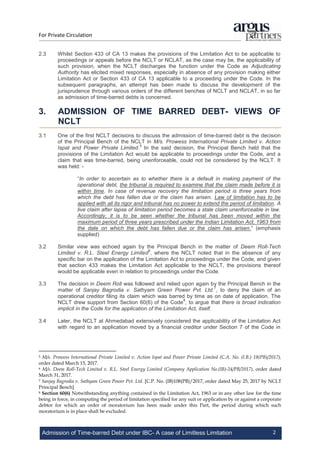 Thought Paper - Admission Of Time-Barred Debt Under IBC - A Case Of Limitless Limitation | PDF