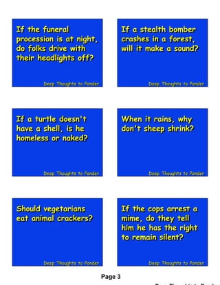 Deep questions to Ponder | PDF