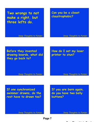 Deep questions to Ponder | PDF