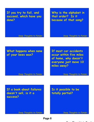 Deep questions to Ponder | PDF