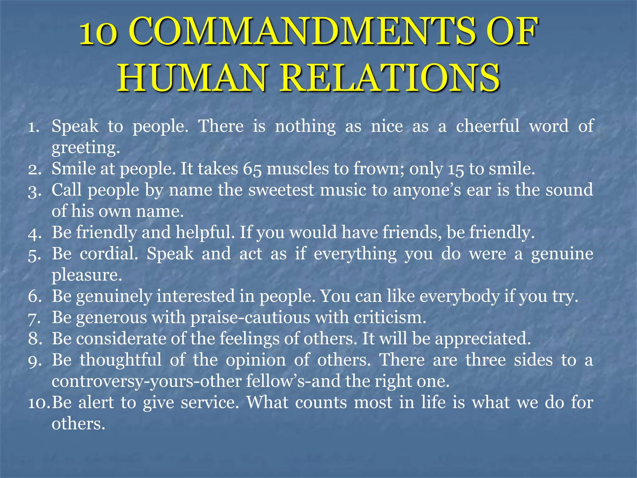 thoughts. commandments and human relationsppt | PPT