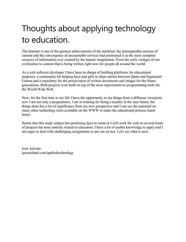 Thoughts about applying technology to education | PDF