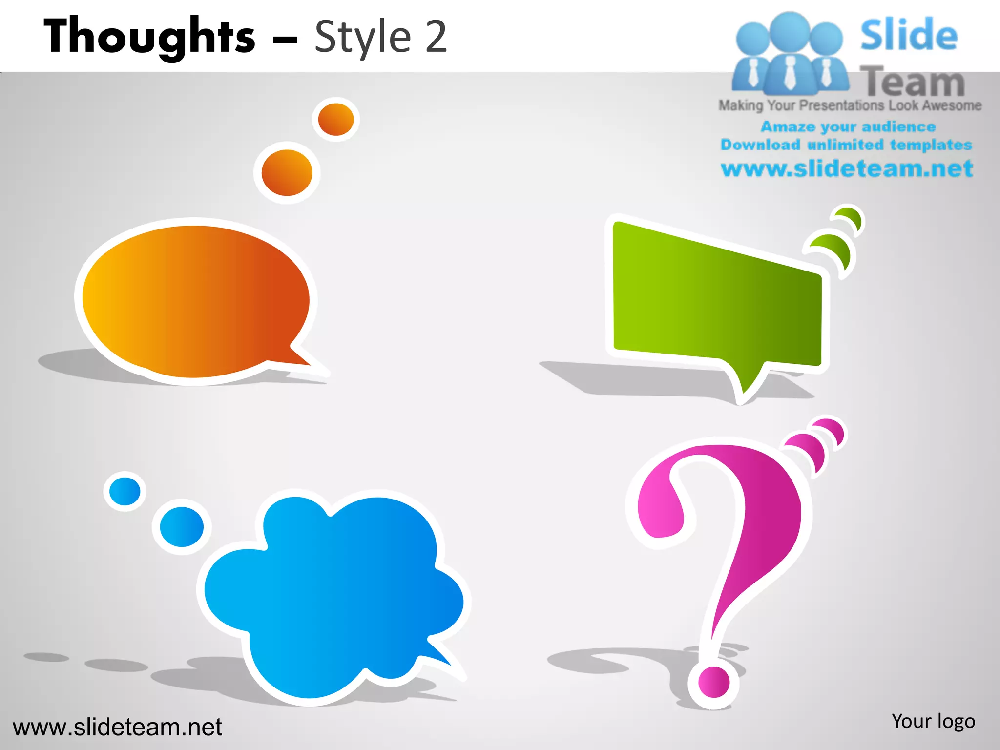 Thoughts call outs voices design 2 powerpoint ppt templates. | PPT