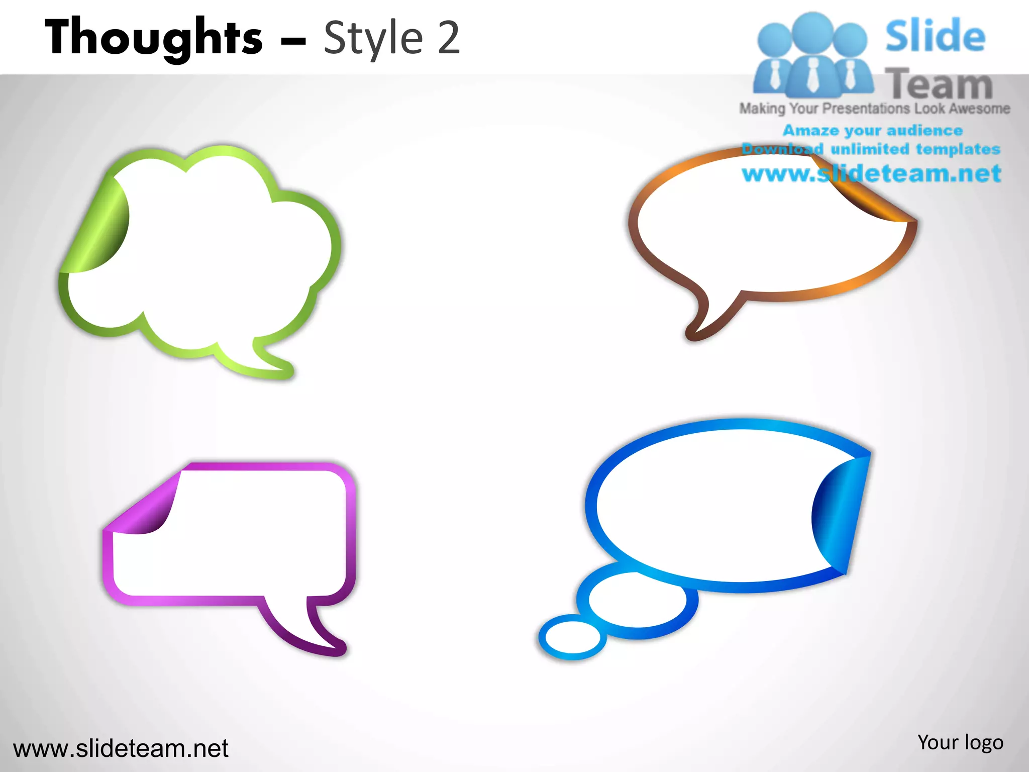 Thoughts call outs voices design 2 powerpoint ppt templates. | PPT