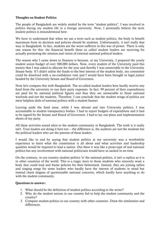 Thoughts on student politics | PDF