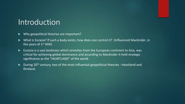 Conceptual development of Heartland and Rimland theories with special ...