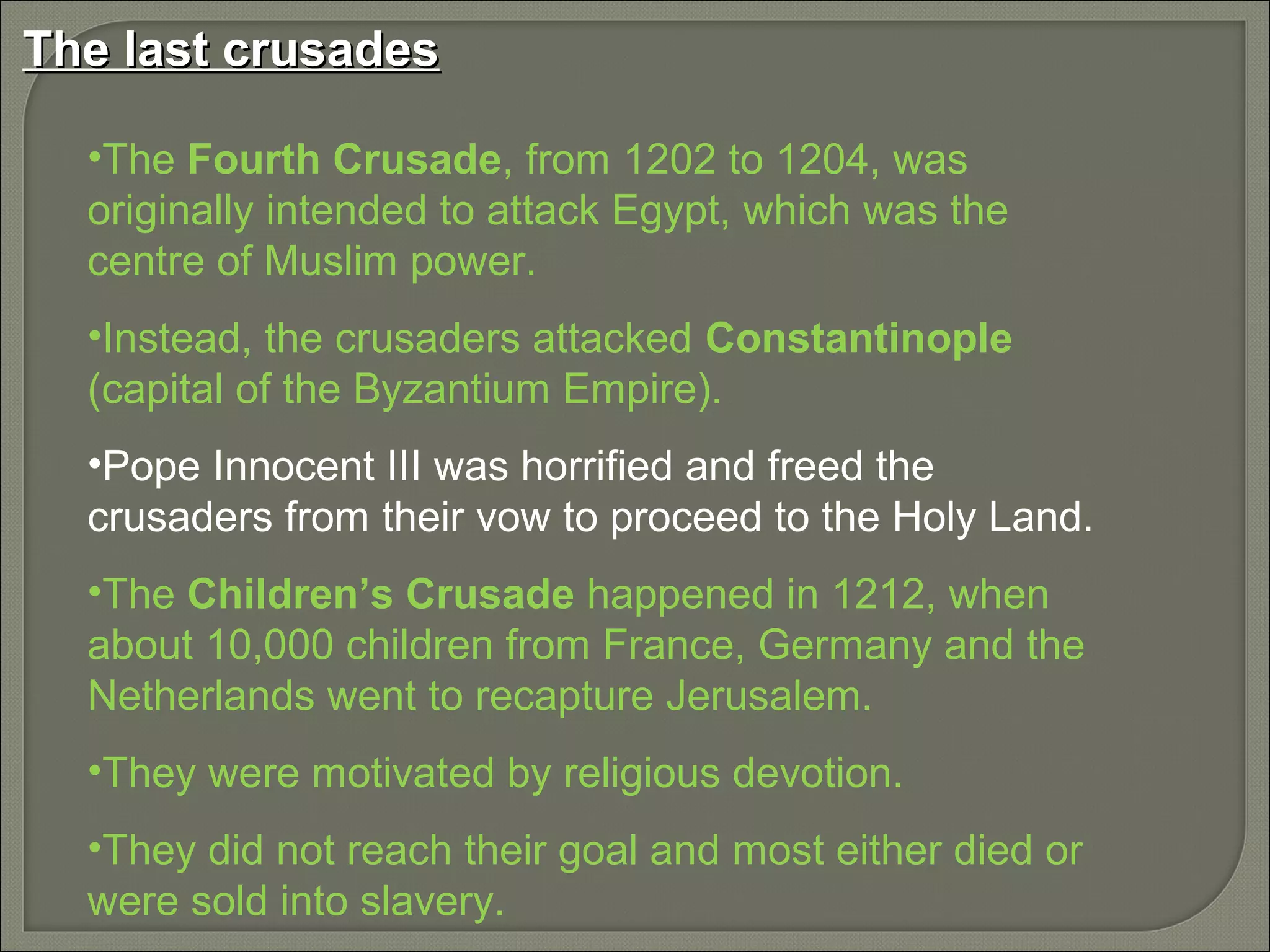 Brief Look at the Crusades | PPT