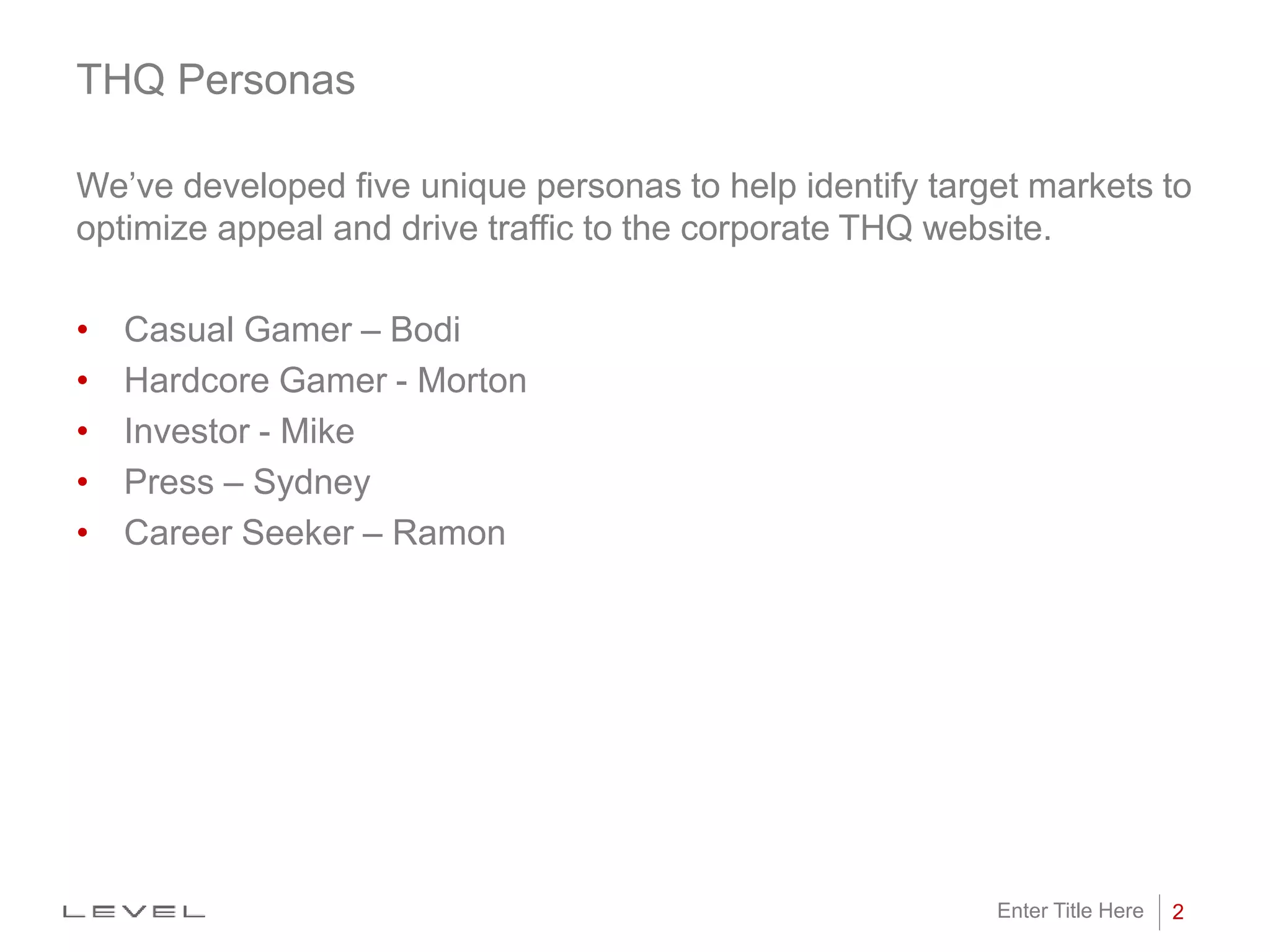 Persona Development Video Game Presence | PPT
